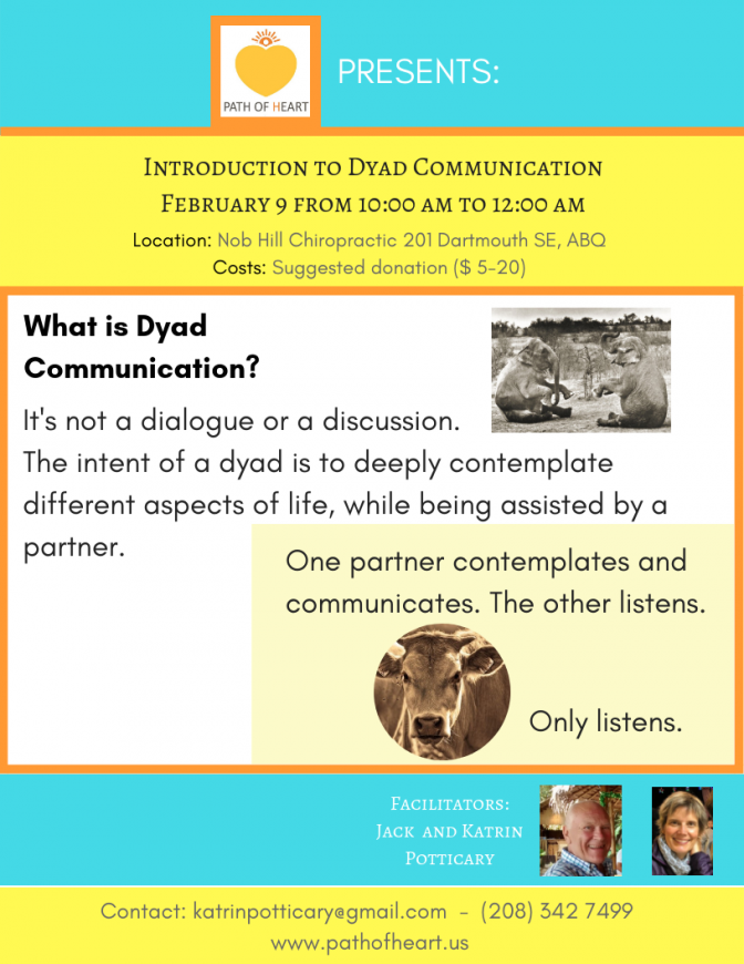 Dyad Communication Practice in Albuquerque – Sat 9 Feb 2019 – 10am ...
